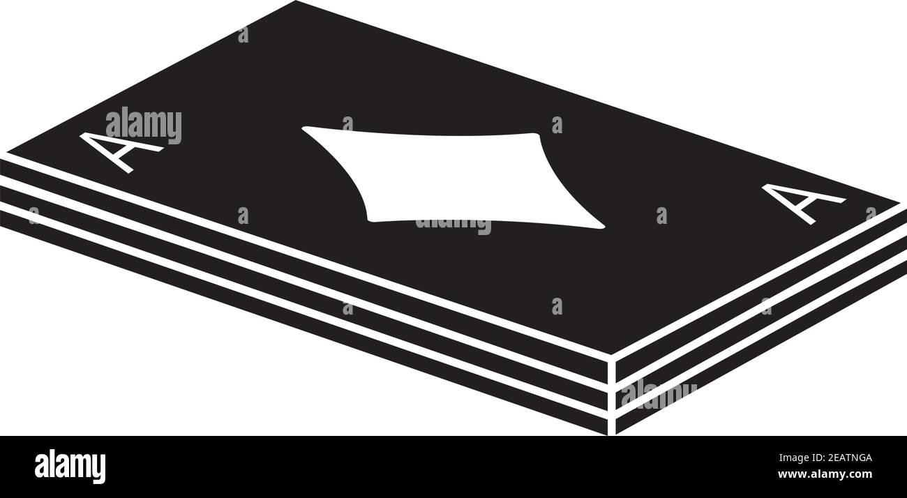 icon of gambling cards stack over white background, silhouette style ...