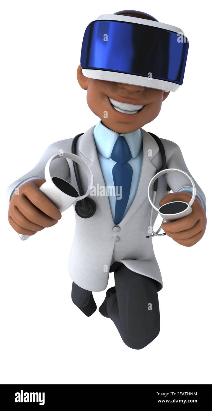 Fun 3D Illustration of a doctor with a VR Helmet Stock Photo - Alamy