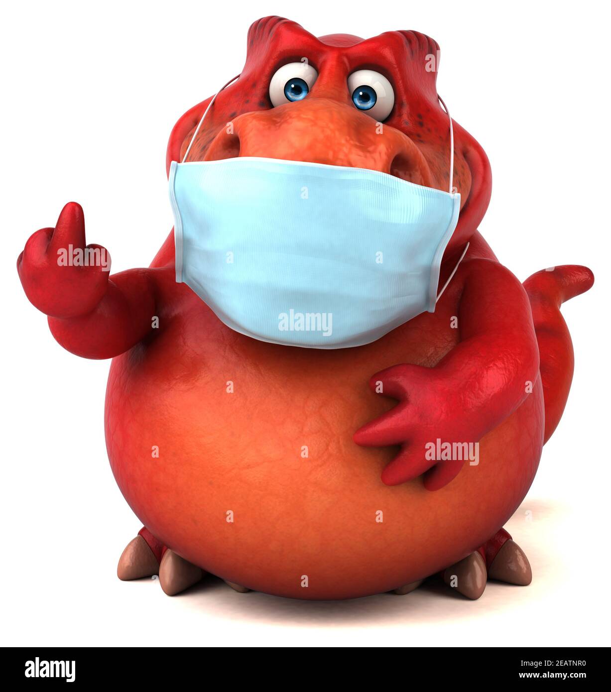 Fun cartoon dinosaur with a mask Stock Photo - Alamy