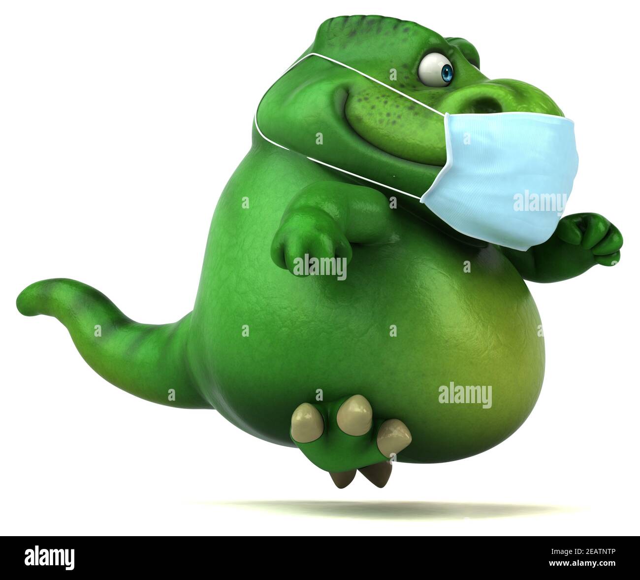 Fun cartoon dinosaur with a mask Stock Photo - Alamy