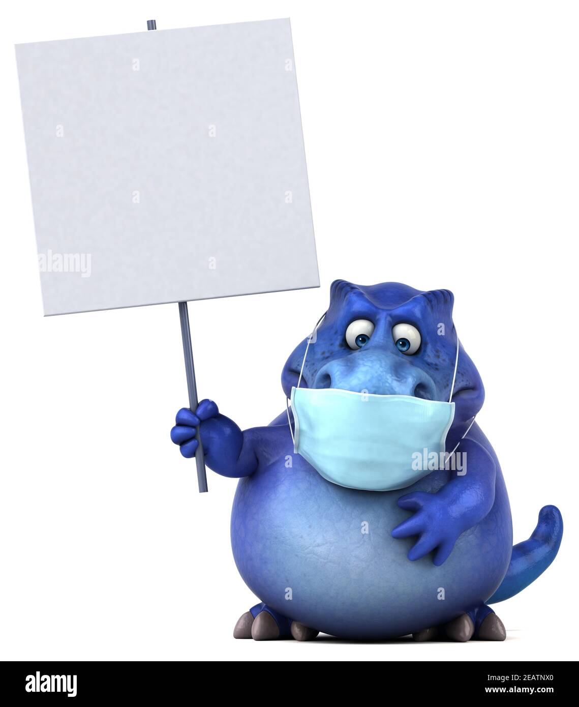 Fun cartoon dinosaur with a mask Stock Photo - Alamy