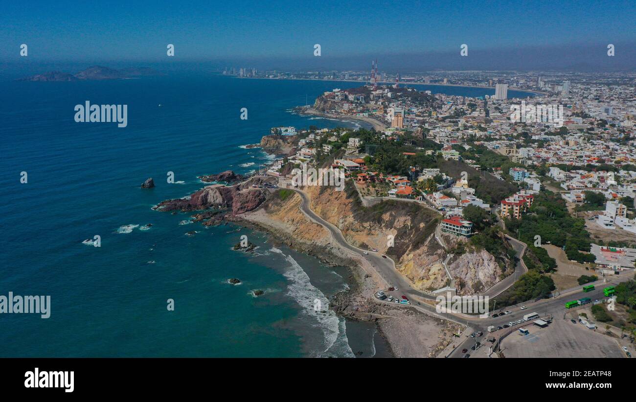 Panoramic aerial view to the south of the city Mazatlan, Sinaloa ...
