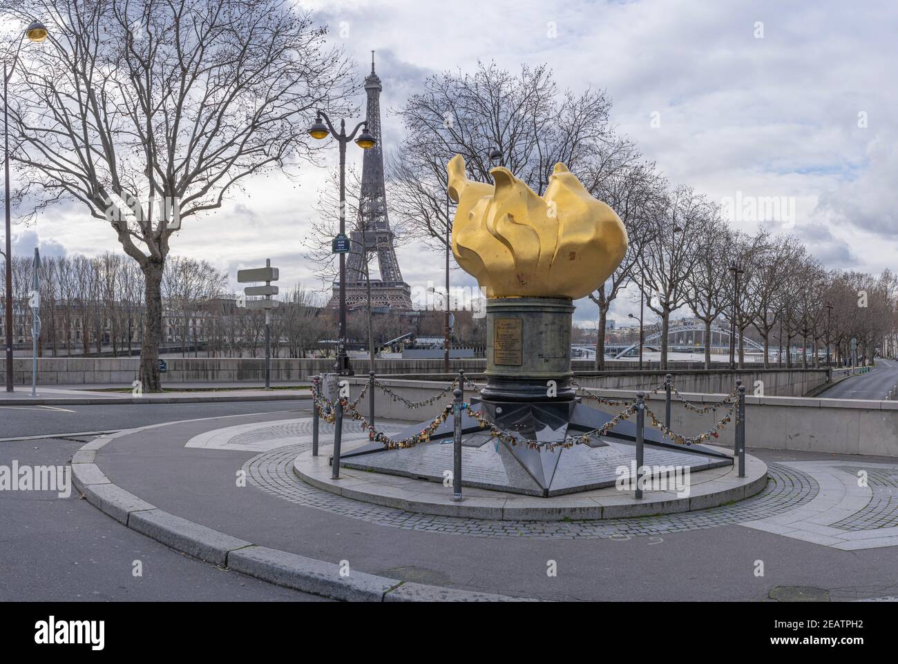 Paris, France - 02 05 2021: Panoramic view of the flame of freedom and ...