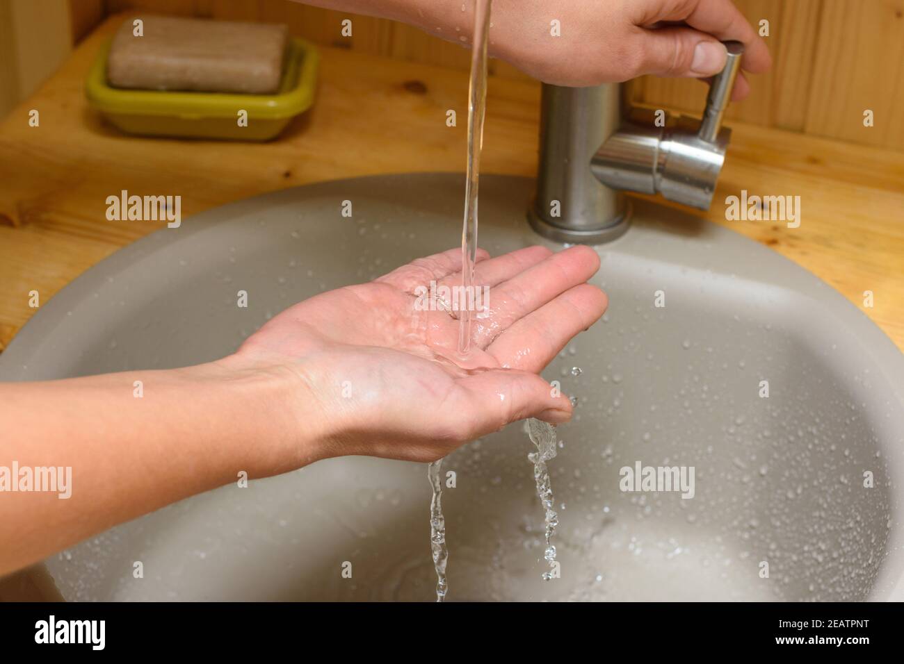 Close up girl washes hands hi-res stock photography and images - Alamy