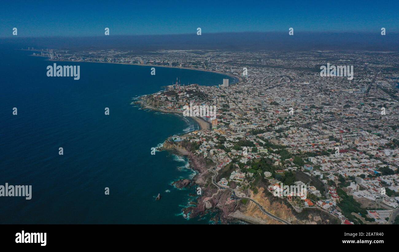 Panoramic aerial view to the south of the city Mazatlan, Sinaloa ...