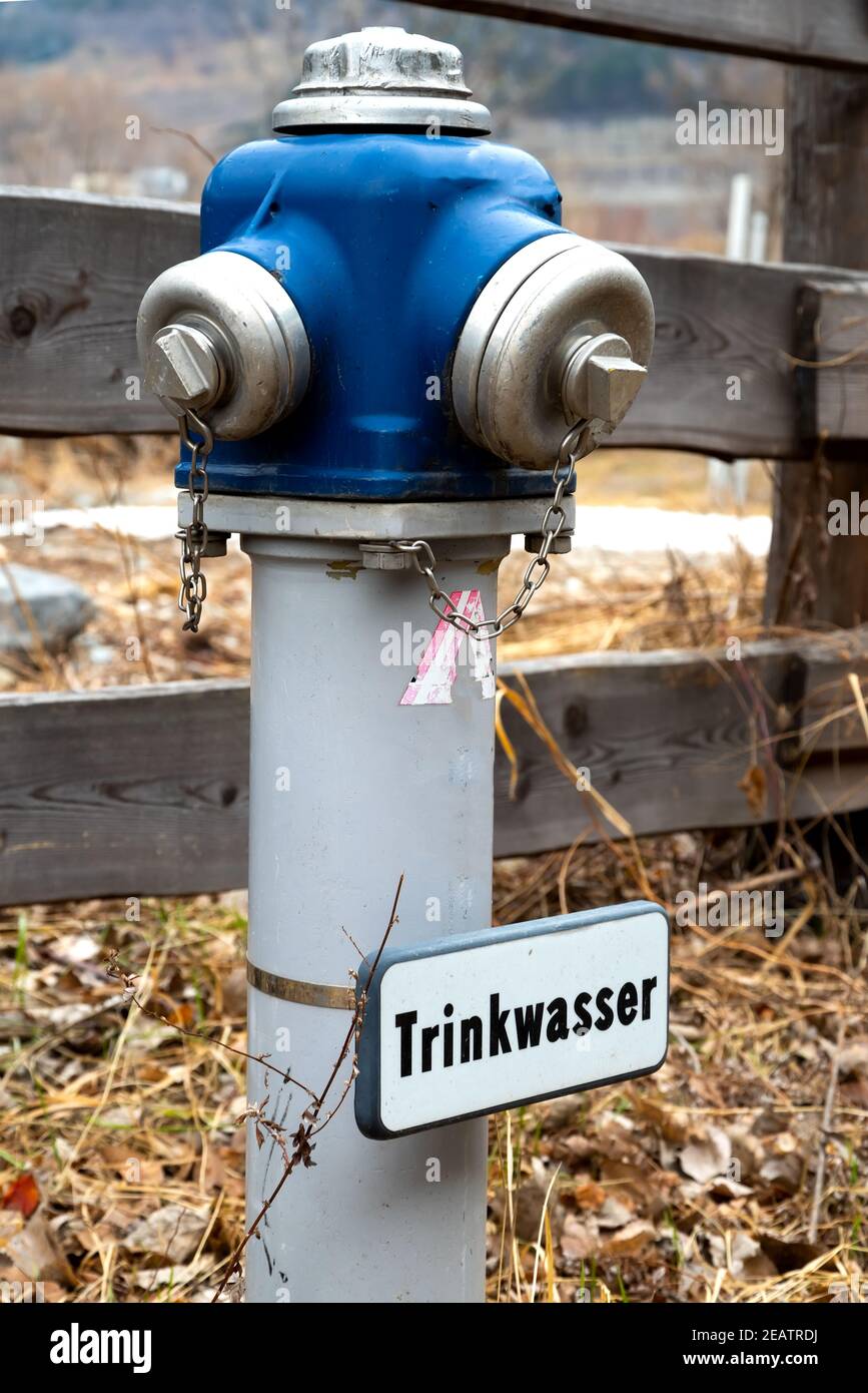 Hydrant with drinking water -Trinkwasser Stock Photo - Alamy