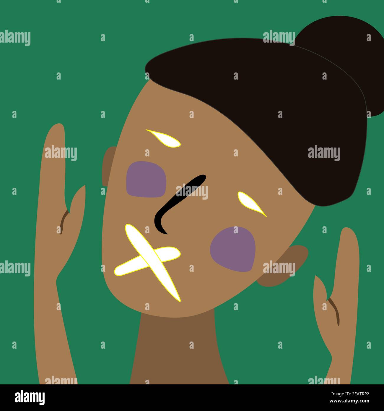 Abstract Portrait Of A Dark Skinned Girl Vektor Illustration Stock