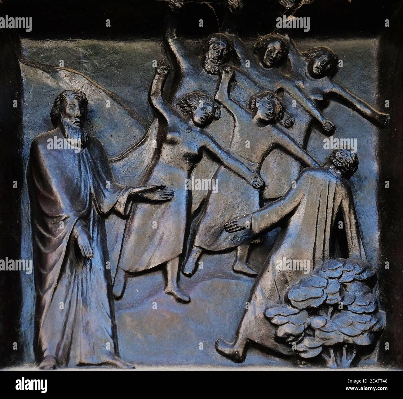 Thou shalt not abuse the name of God, relief on the door of the ...