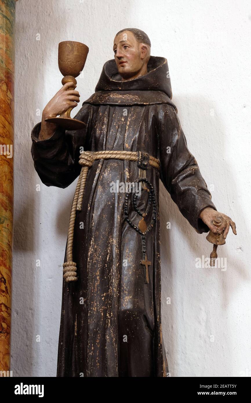 Statue of Saint Pascal of the Marches on altar of Saint Anthony in the ...