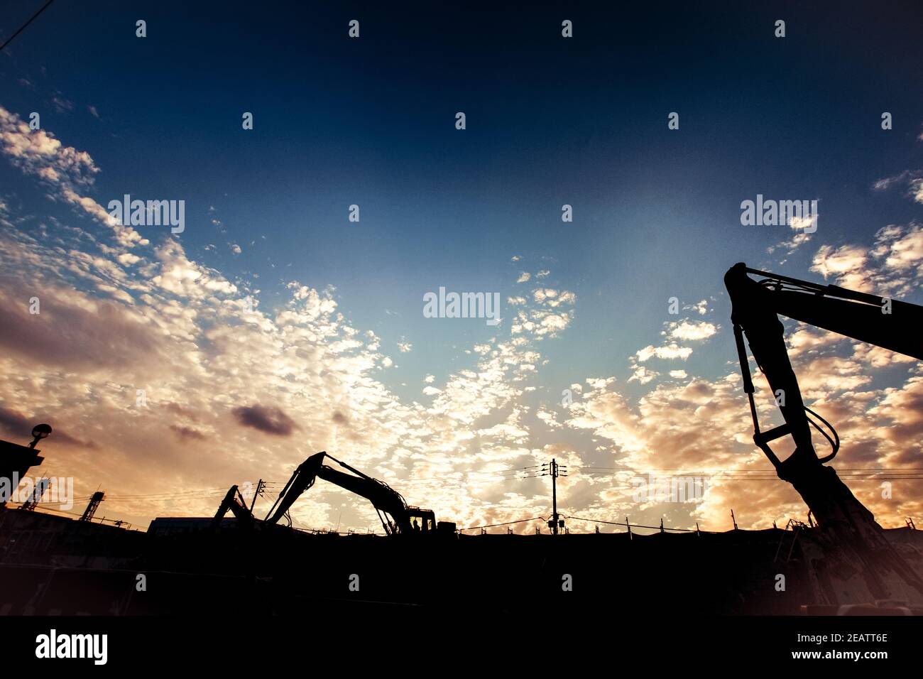 Excavator construction site sunset hi-res stock photography and images ...