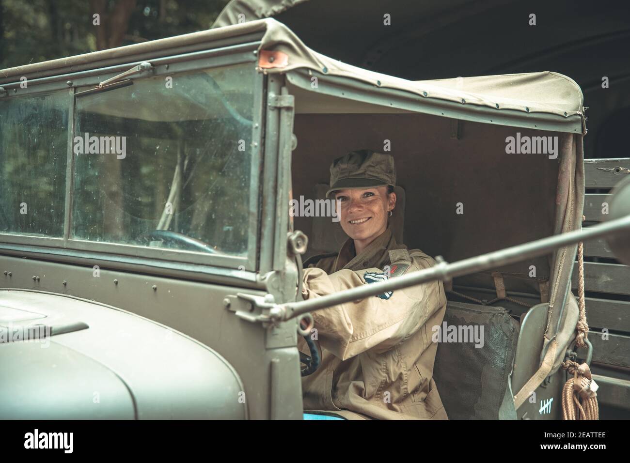 woman in a military uniform in an army car Stock Photo - Alamy