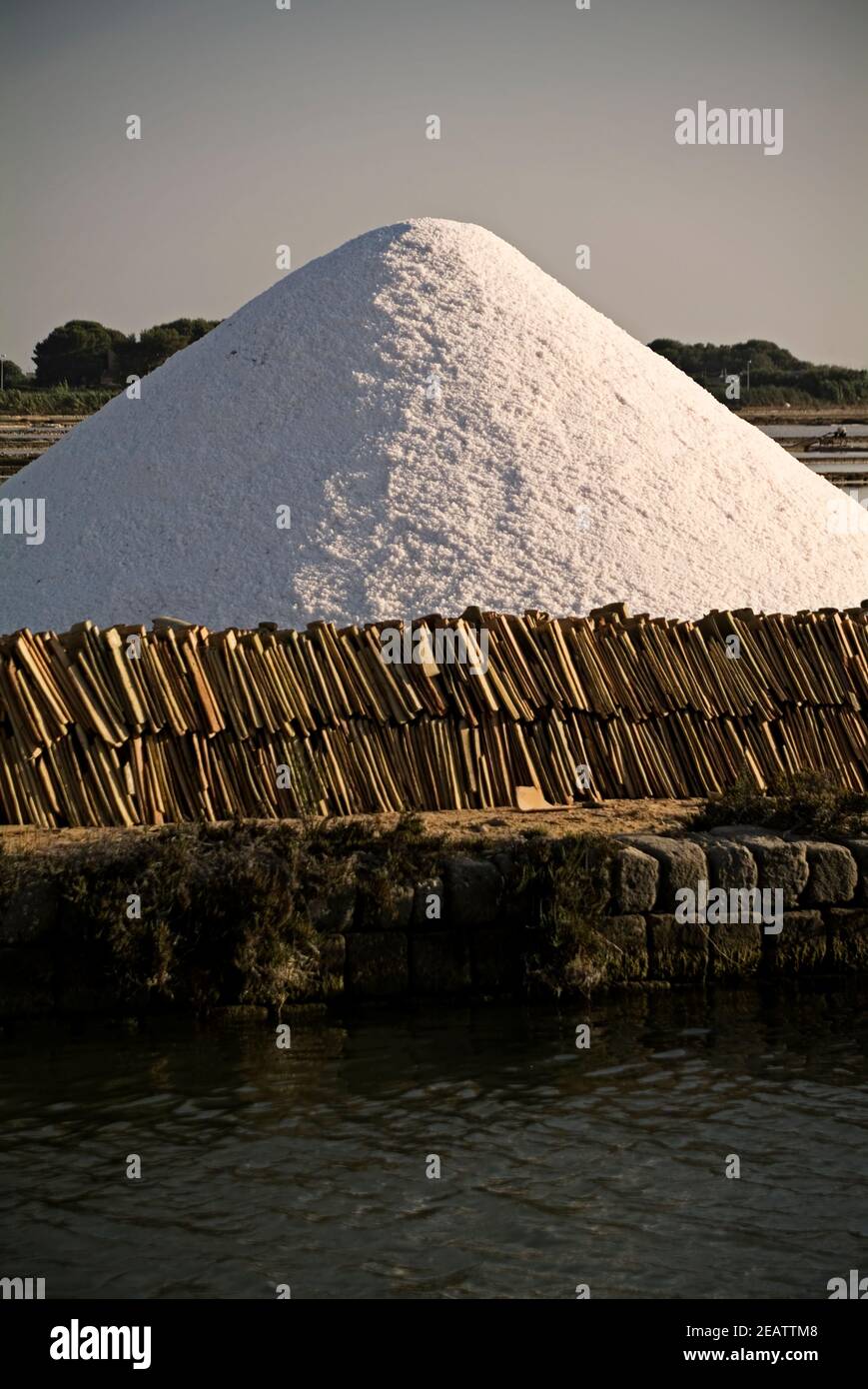 Heaps of salt produced in the salt marshes of Marsala, Sicily Stock ...