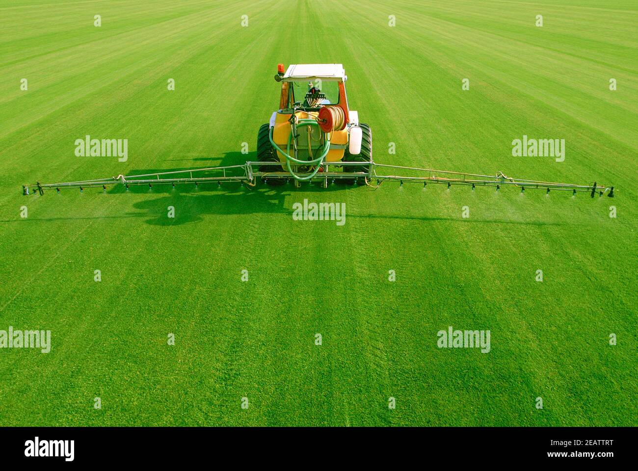 Fertilization of a field planted with garden grass Stock Photo - Alamy