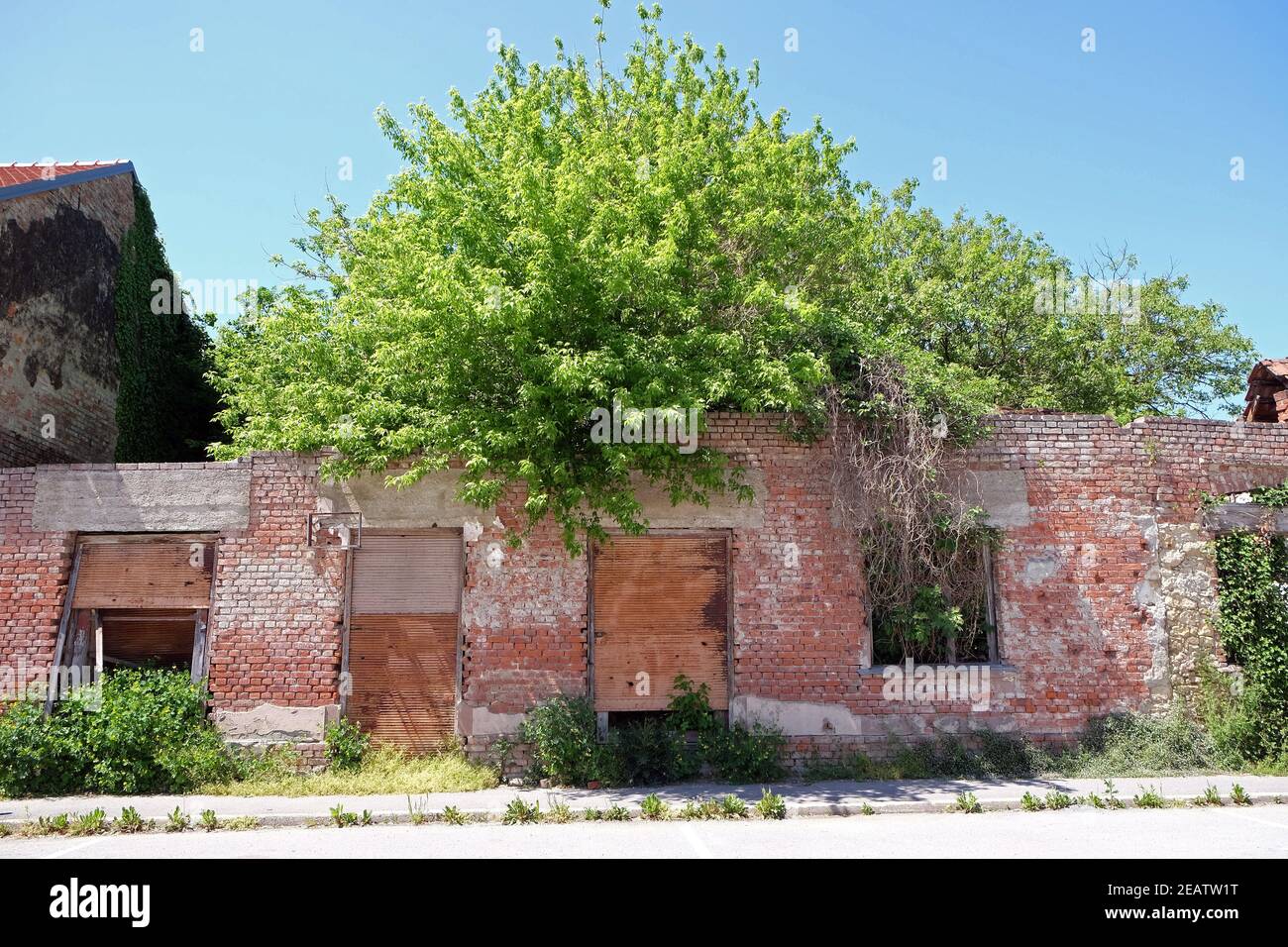 Destroyed house as war aftermath. The Croatian War of Independence was ...