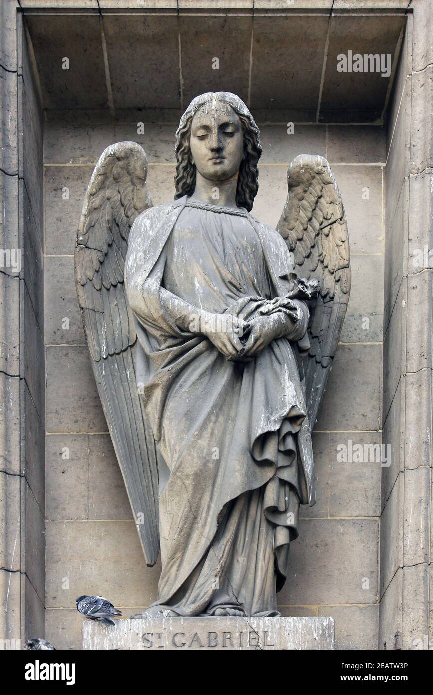 Archangel Gabriel, Madeleine church in Paris Stock Photo - Alamy