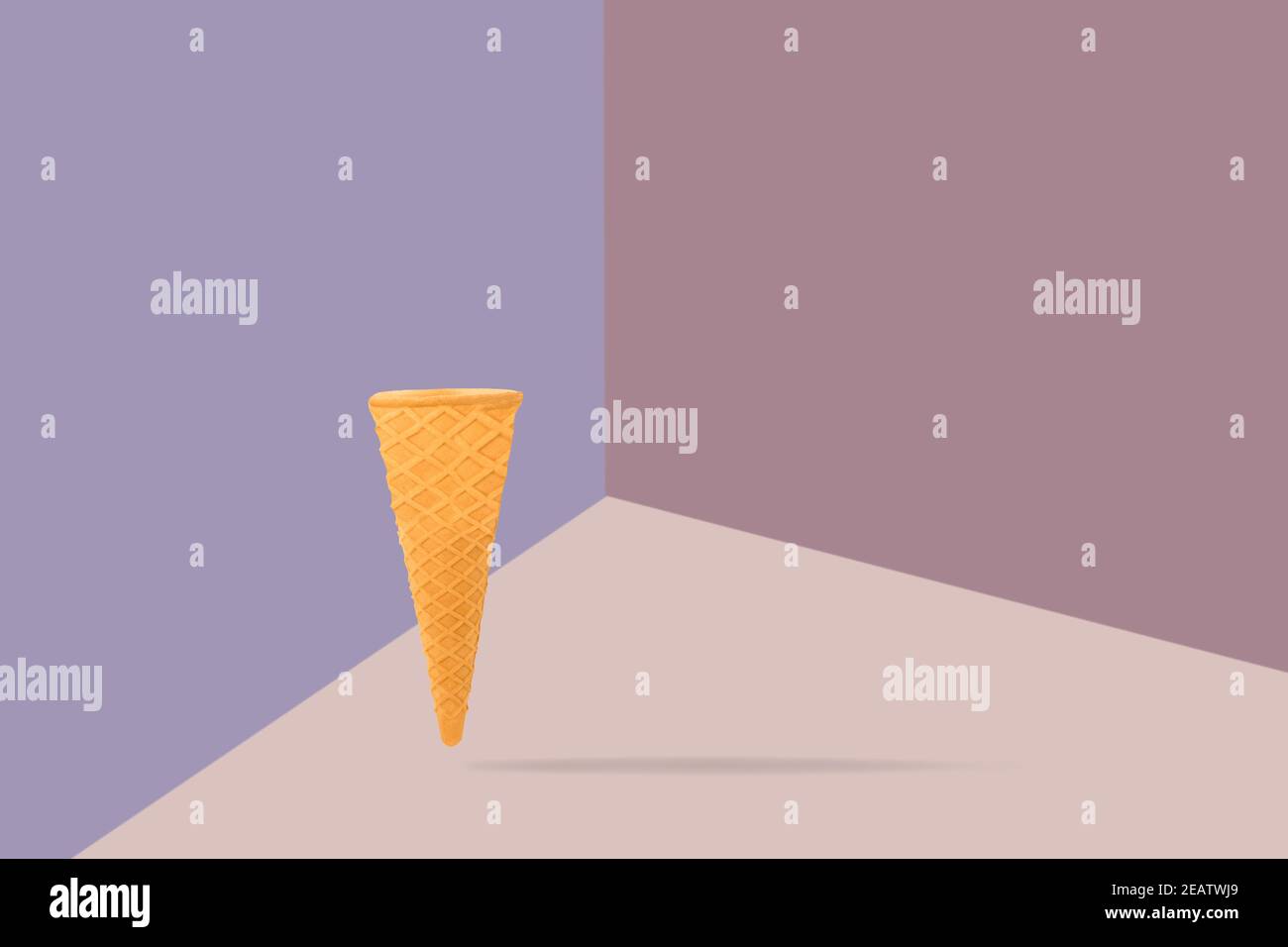 Ice cream cone with shadow on tridimensional colored background Stock ...