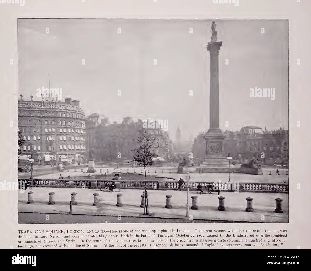 Vintage photograph of Nelson's Column and Trafalgar Square, London ...