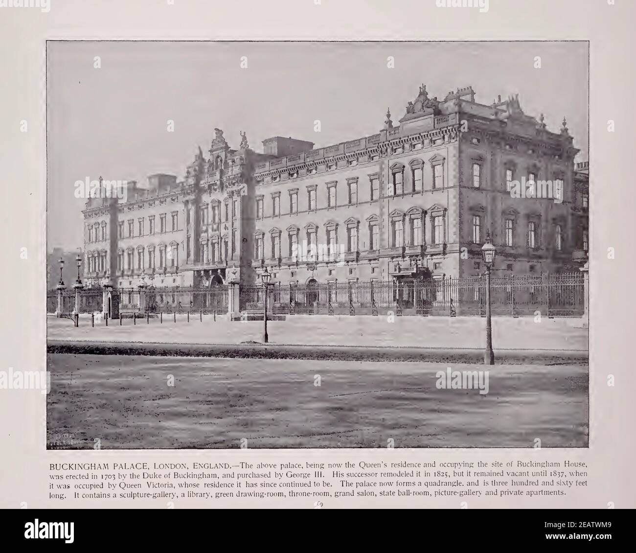 Vintage photograph from 1892 of Buckingham Palace in London Stock Photo ...