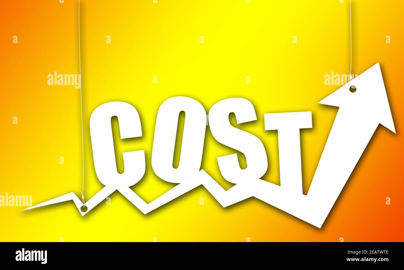 Cost spending increase with arrow rising up Stock Photo - Alamy