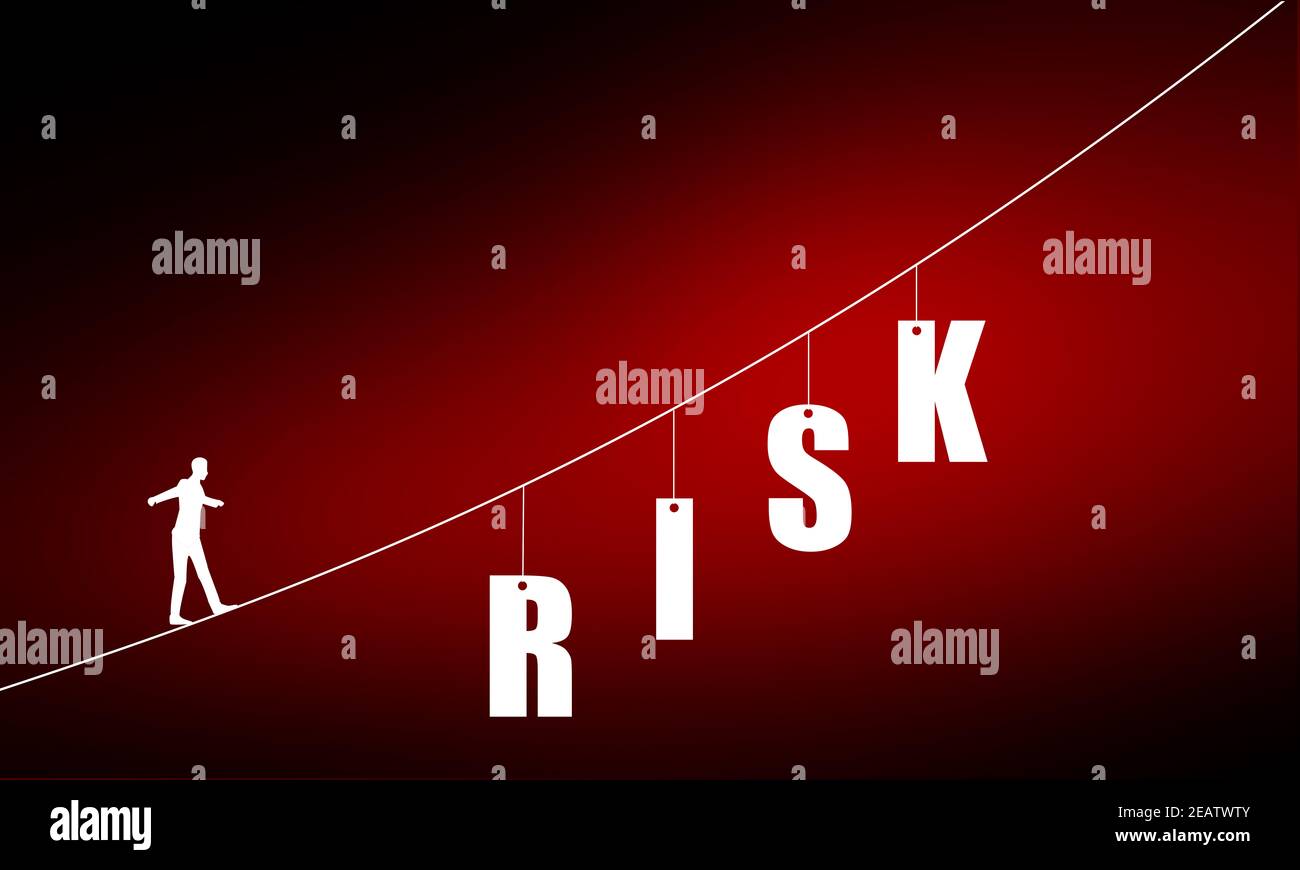 Man walking on rope, business risk concept Stock Photo - Alamy