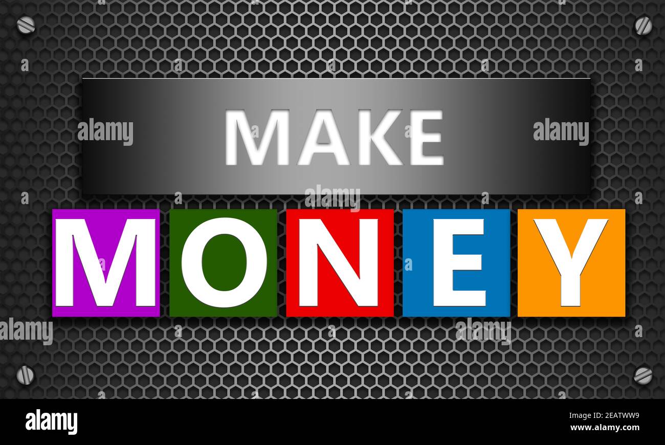 Make money concept on mesh hexagon background Stock Photo - Alamy