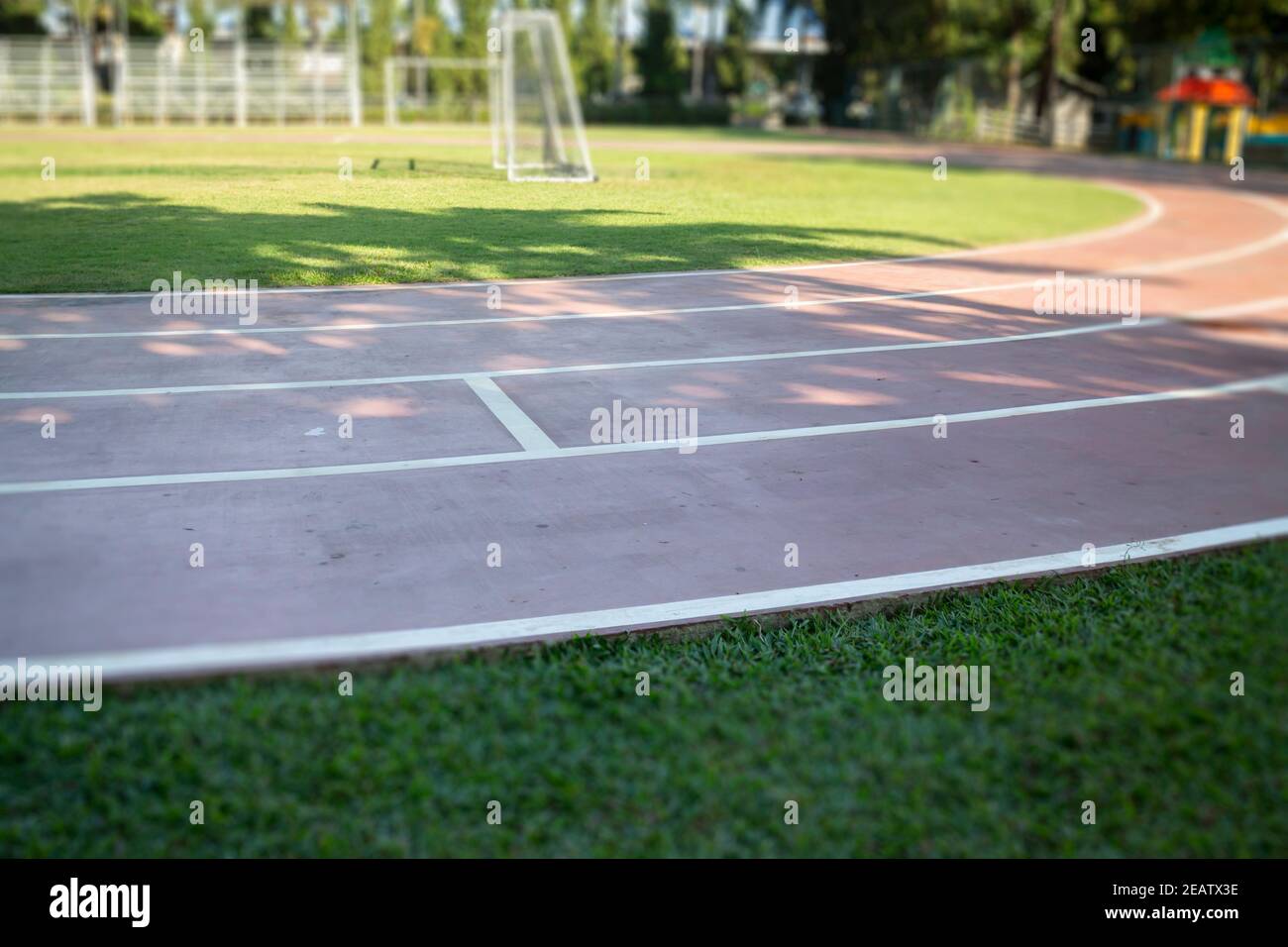 Outdoor track and field stadium with runway Stock Photo - Alamy
