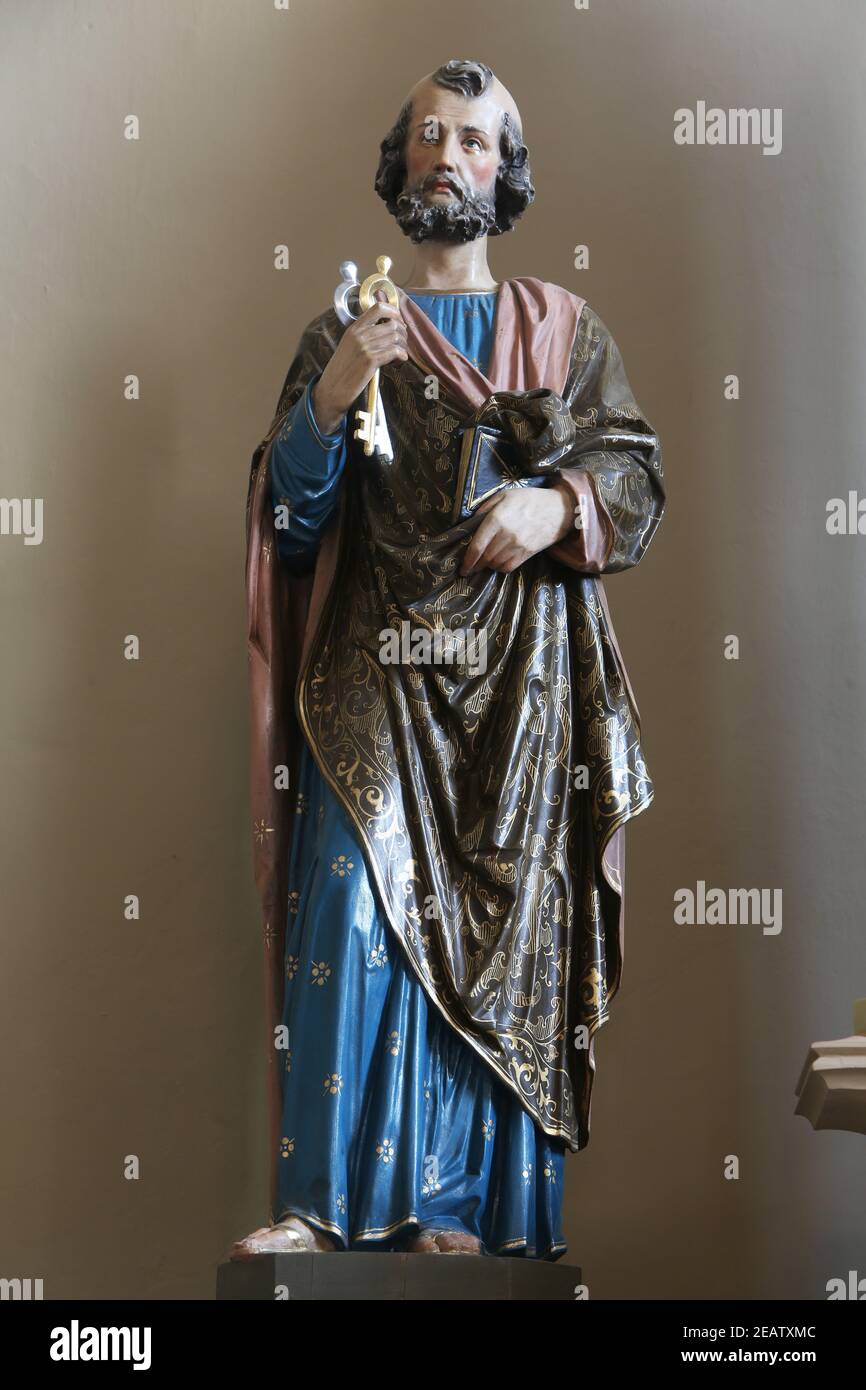 Saint Peter statue on the main altar in the church of Saint Matthew in ...