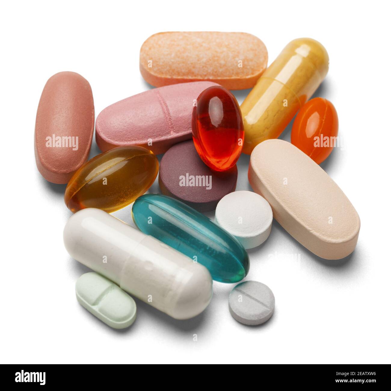 Close up pills on blue Cut Out Stock Images & Pictures - Alamy