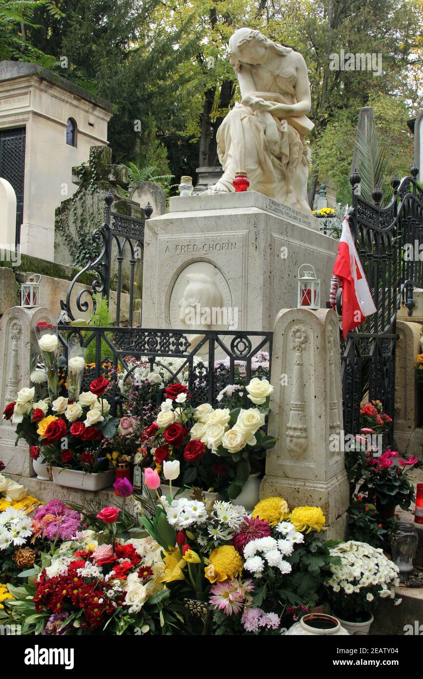 Tomb of Frederic Chopin, famous Polish composer, at Pere Lachaise ...