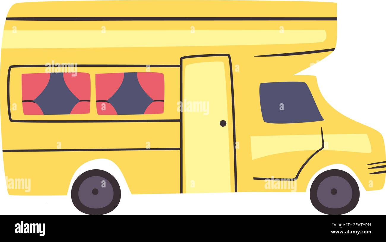 yellow camper trailer design of caravan trip camp adventure ...