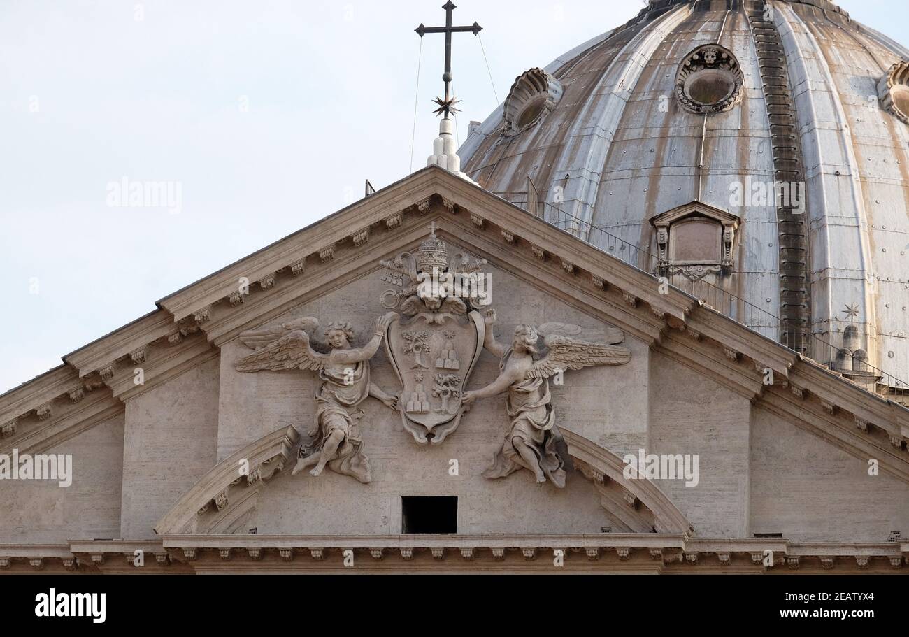 Coat of arms of Pope Alexander VII Chigi on the portal of Sant Andrea ...