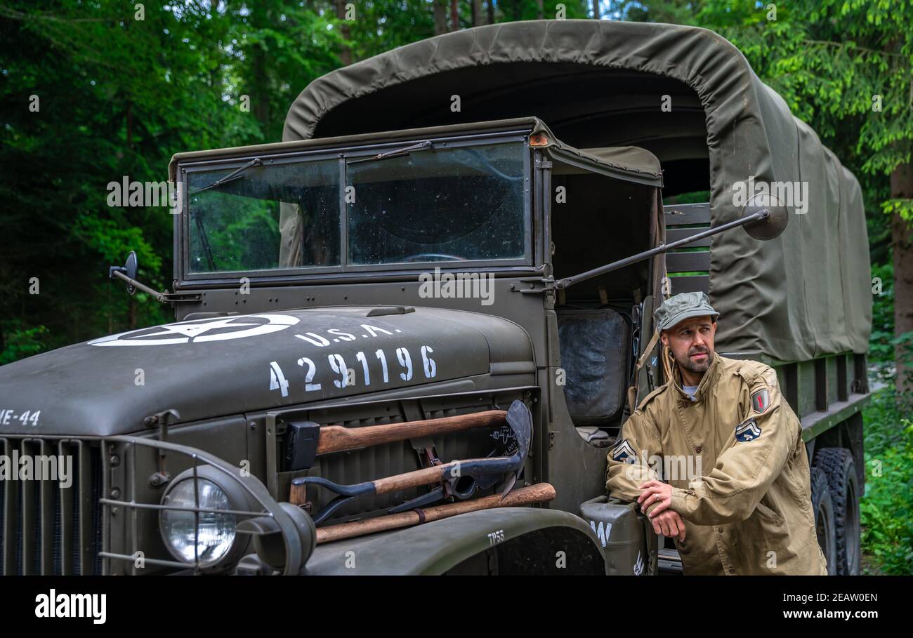 man in a military uniform in an army car Stock Photo - Alamy