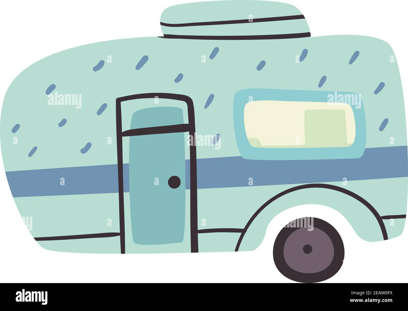 blue and pointed camper trailer design of caravan trip camp adventure ...