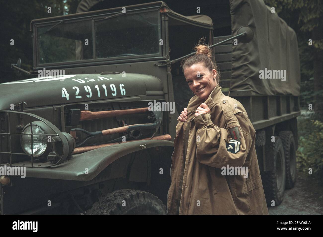 woman in a military uniform in an army car Stock Photo - Alamy