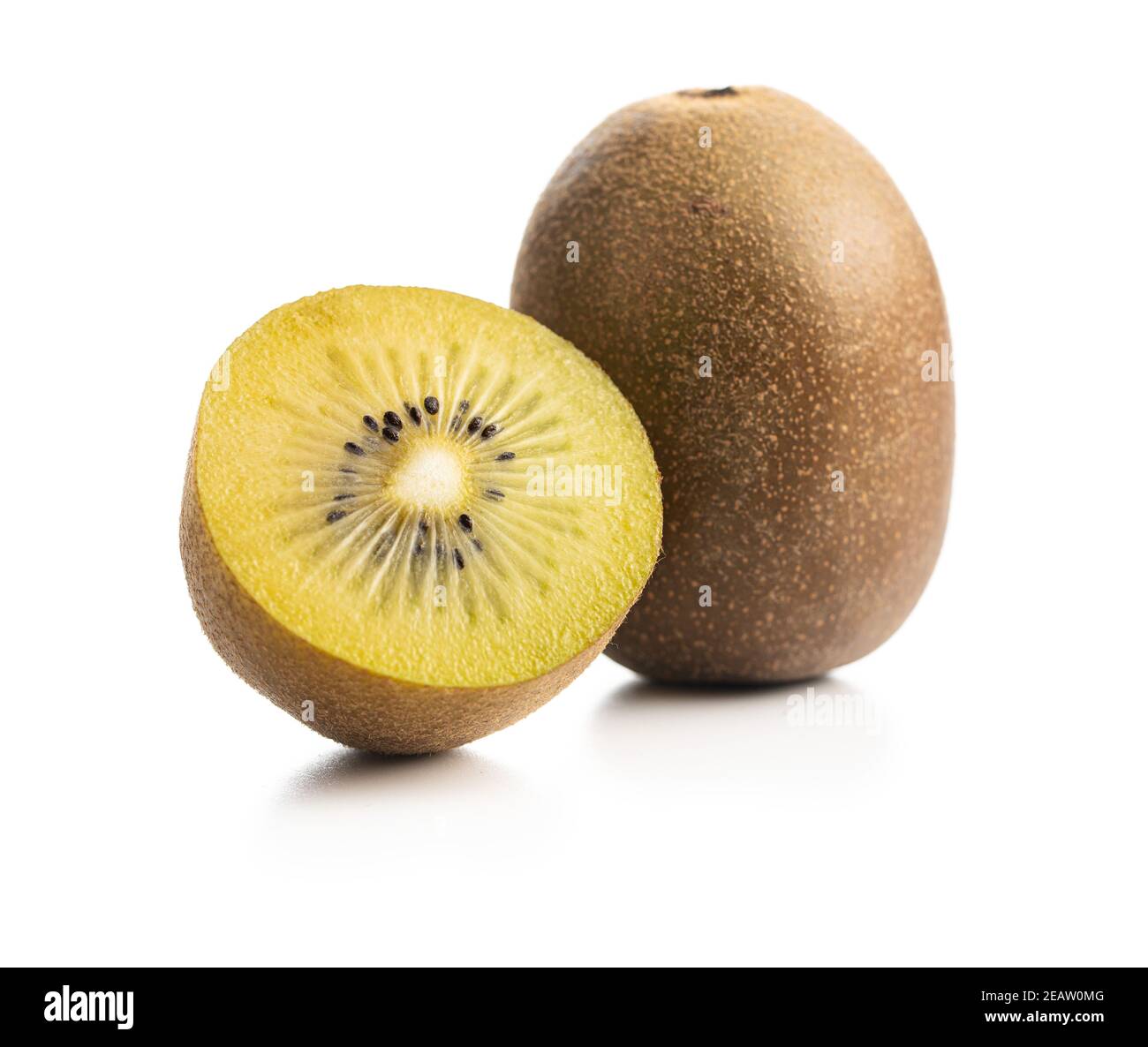 Ripe yellow kiwi fruit isolated on a white background Stock Photo - Alamy