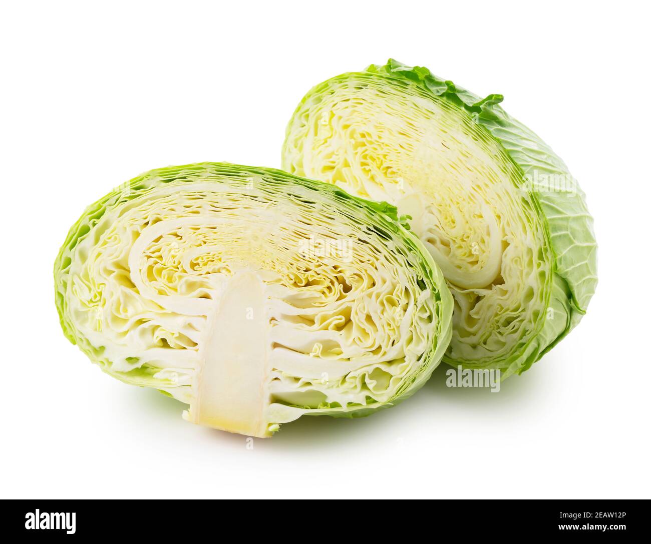 Cut cabbage placed on a white background Stock Photo - Alamy