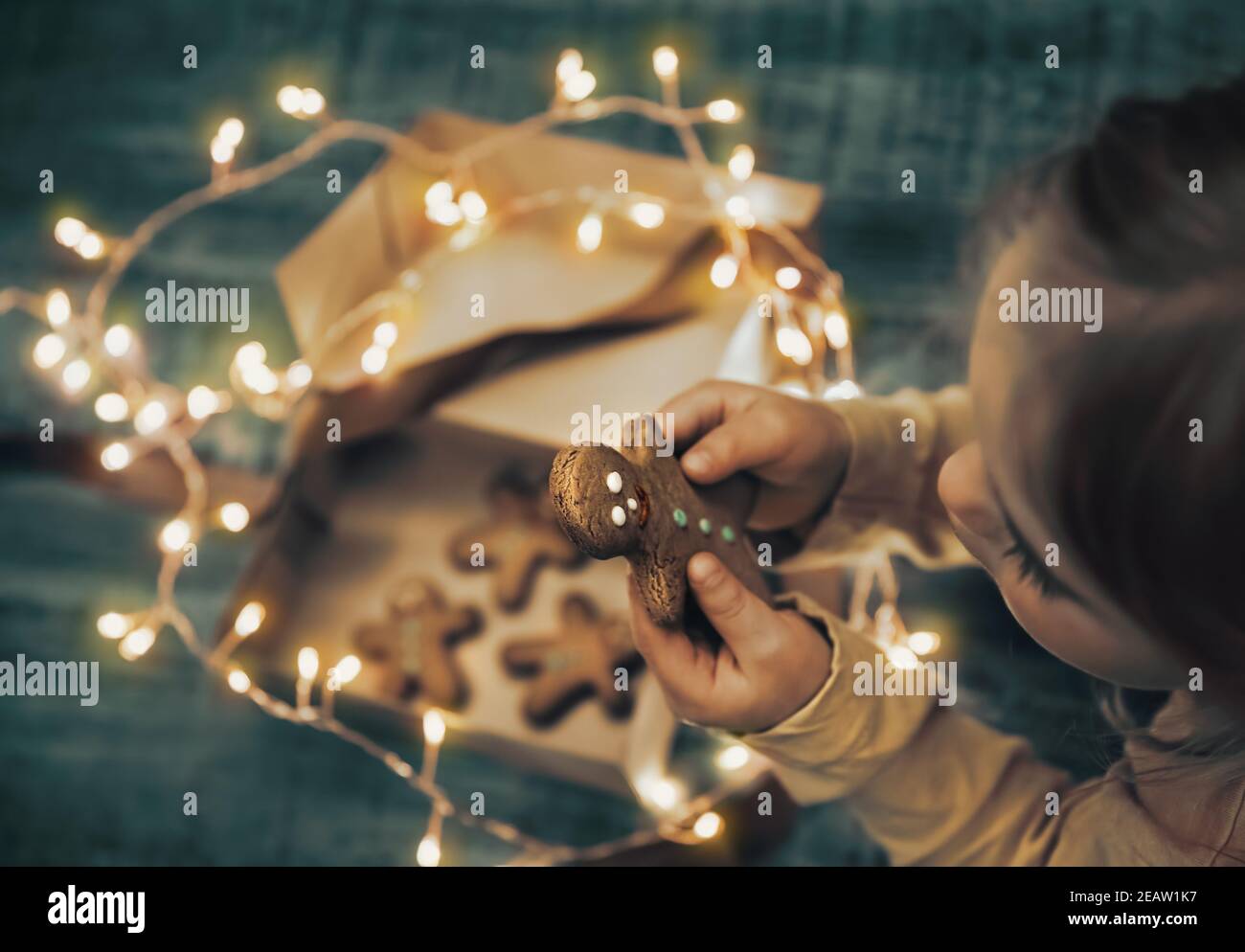 Kid with Christmas Cookies Stock Photo - Alamy