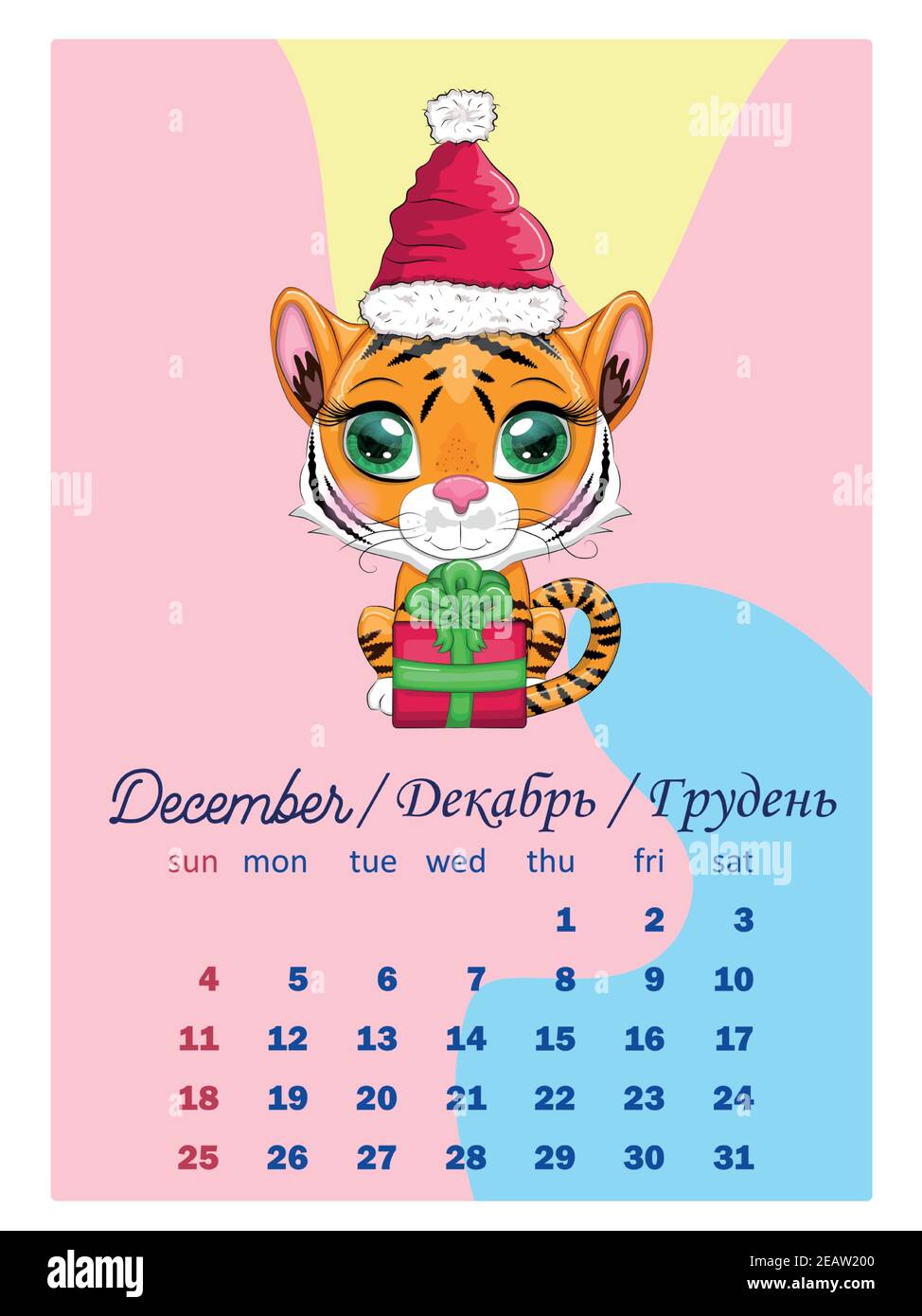 Calendar 2022. Tiger - a symbol of the new year. Chinese horoscope ...