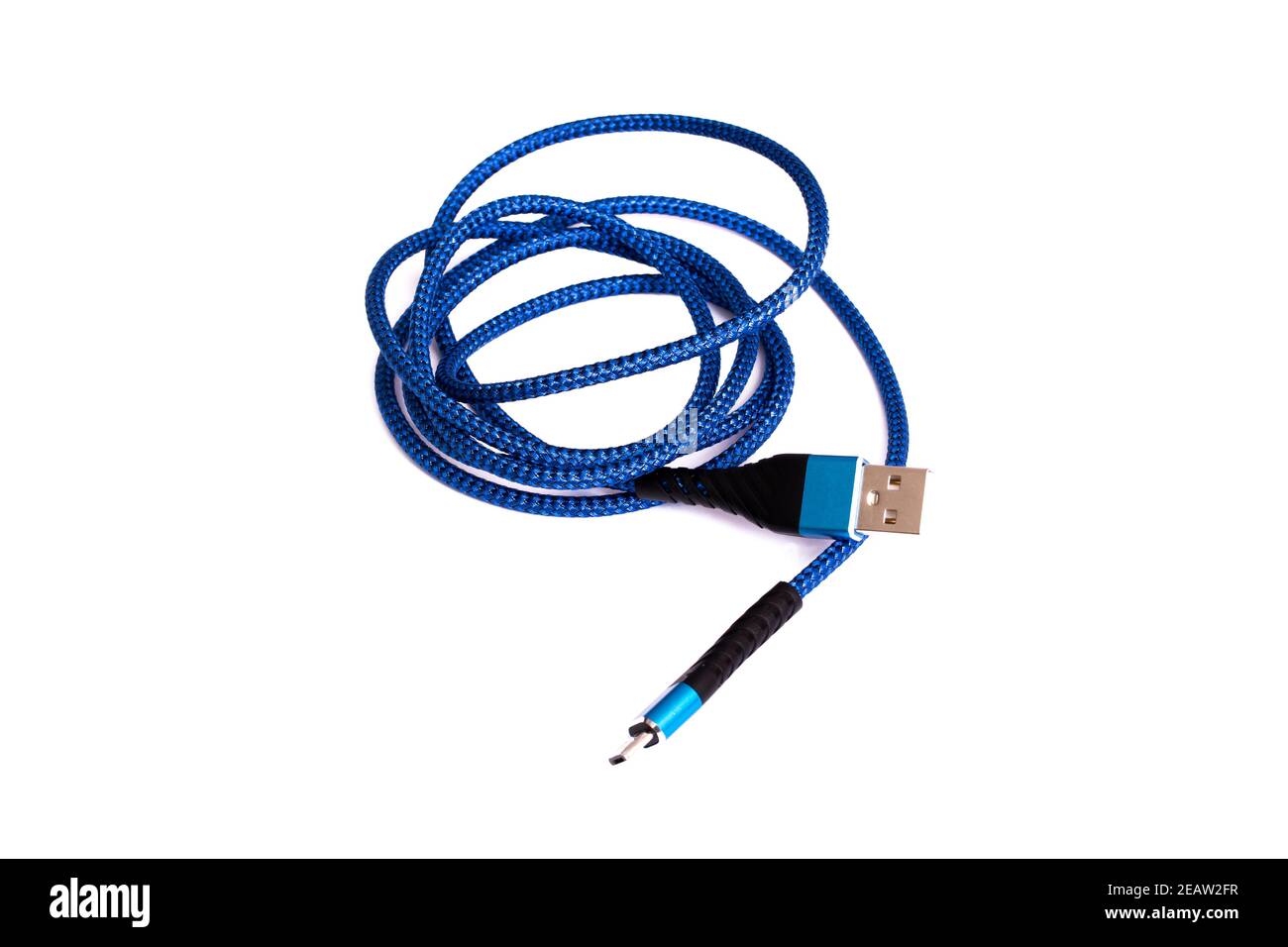 Blue wire to connect the device isolated on a white background Stock ...