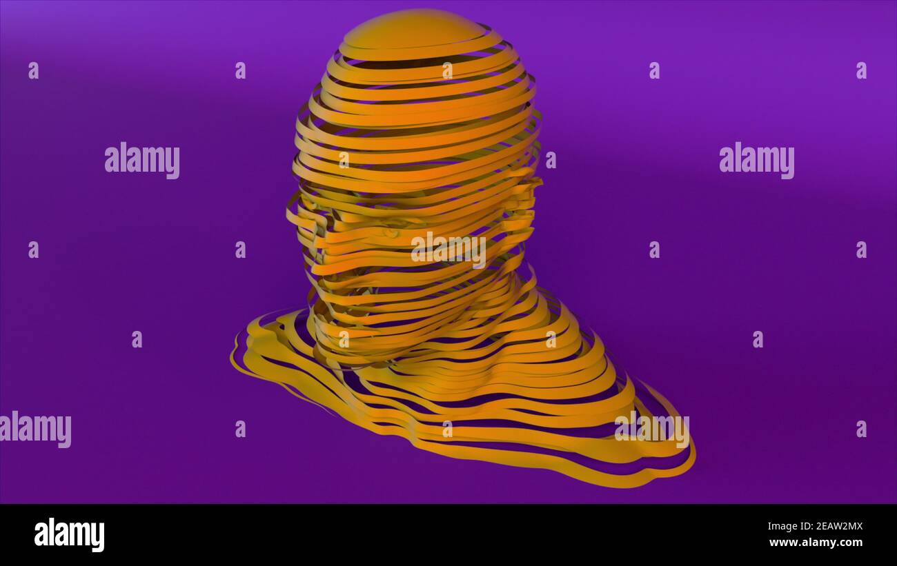 Human head and face formed by lines, 3D rendering. Computer generated ...