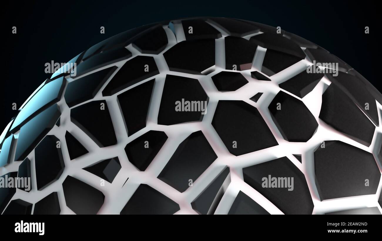 Computer generated surface of sphere with fractures. 3d rendering of ...