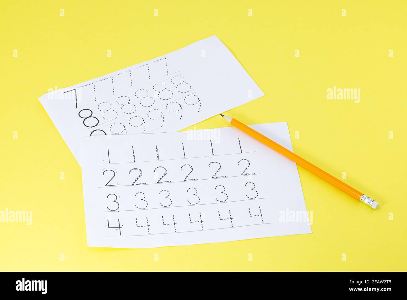 learning to write numbers. Handwriting Practice for Children Stock ...