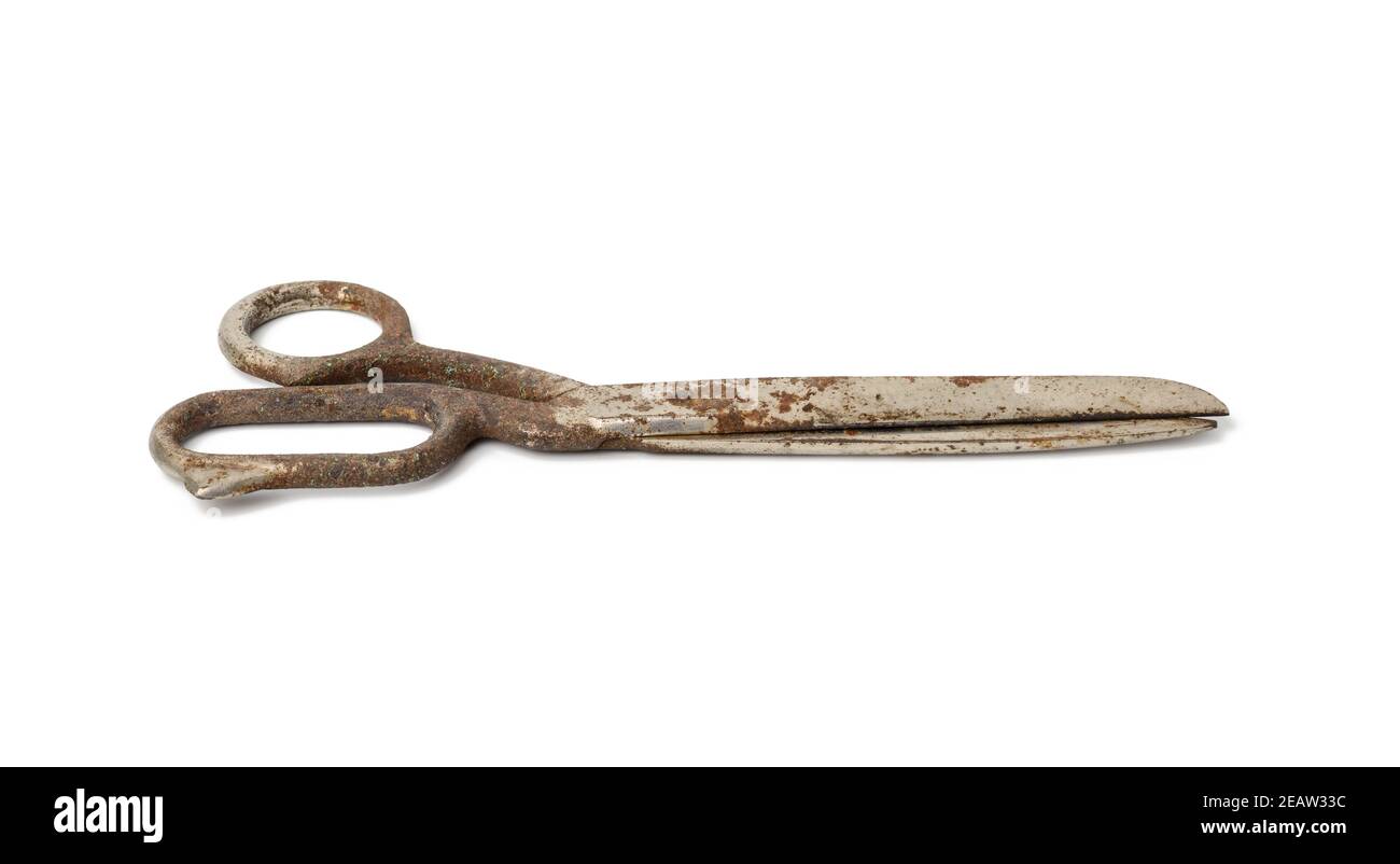 metal old rusty scissors isolated on white background Stock Photo - Alamy