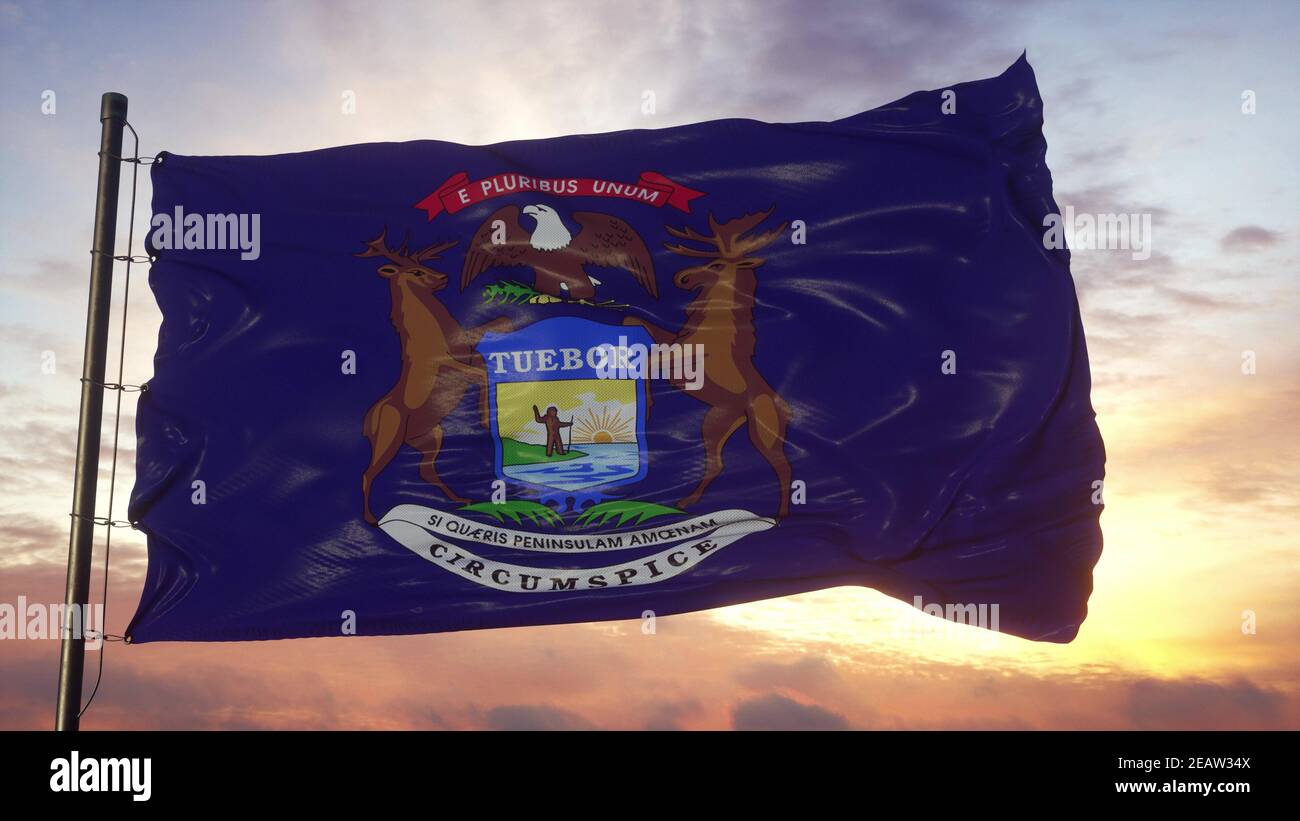 3d flag detroit michigan hi-res stock photography and images - Alamy