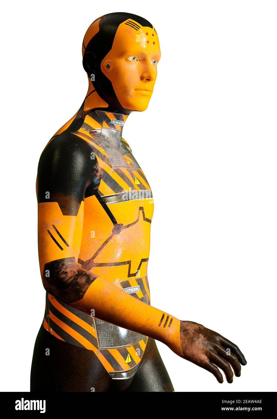 3D Rendering Male Robot on White Stock Photo - Alamy