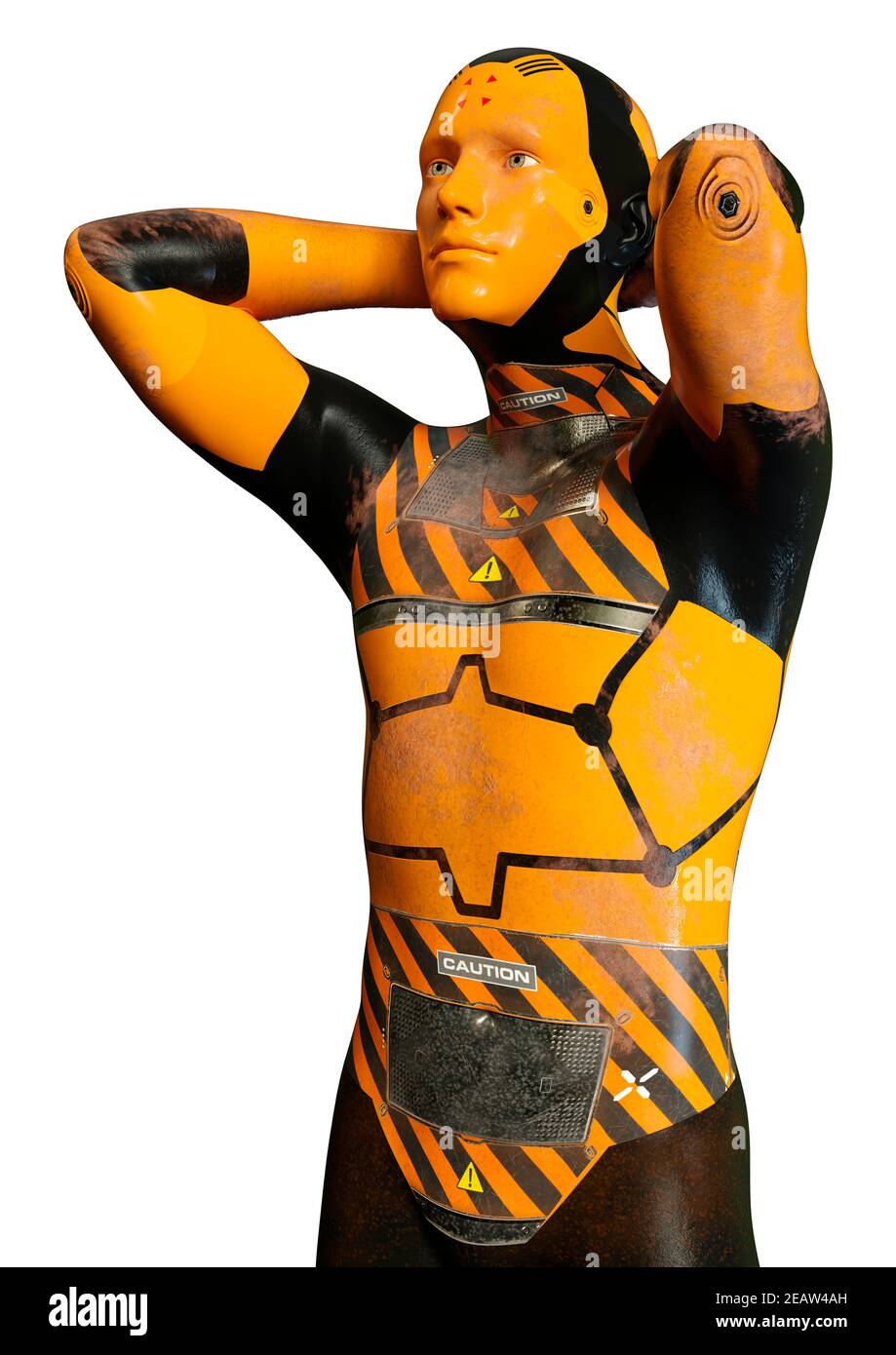 3D Rendering Male Robot on White Stock Photo - Alamy