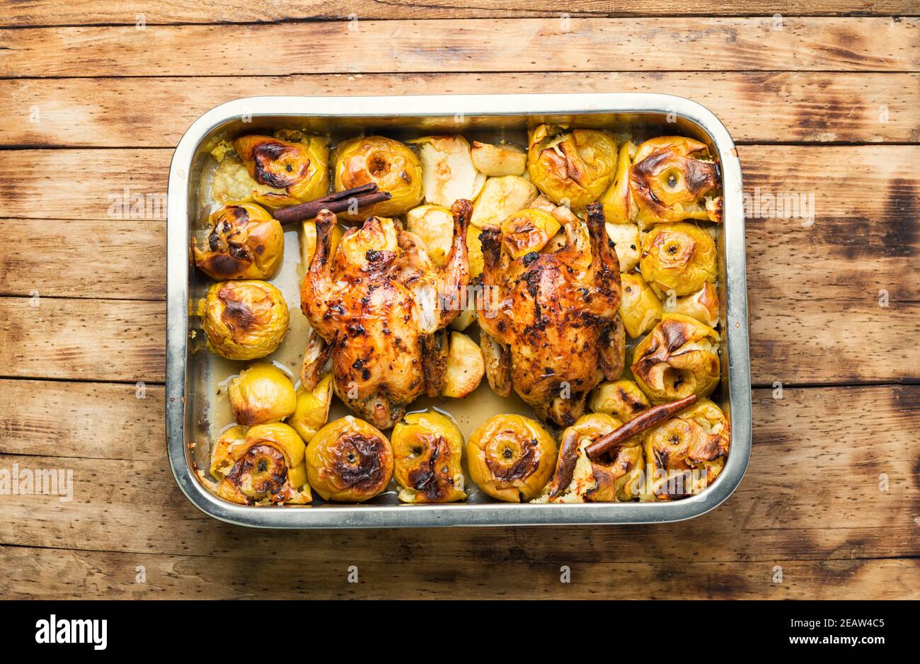 Baked partridge with apple Stock Photo - Alamy