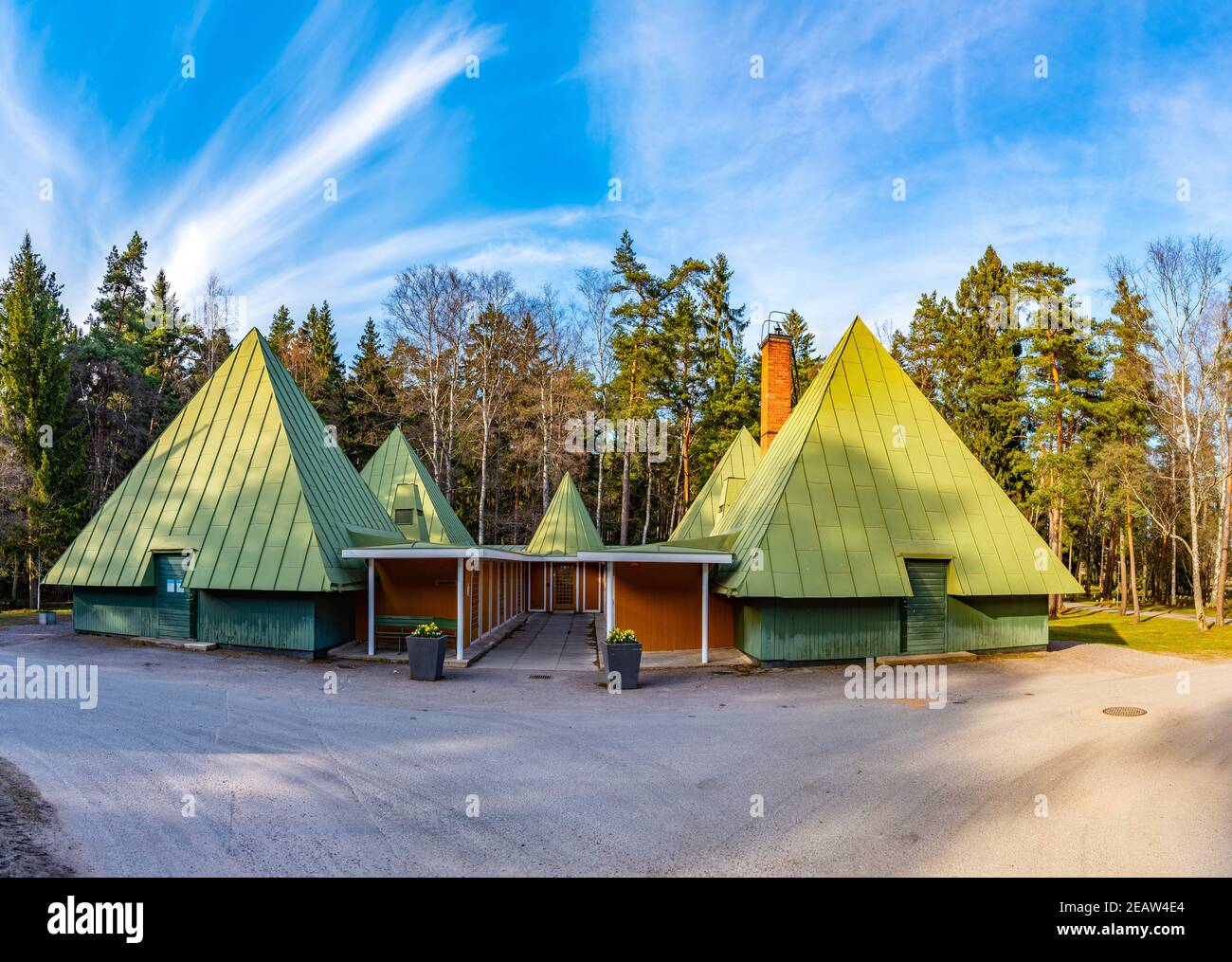 Visitors center at the Skogskyrkogarden, Unesco-listed cemetery, in ...