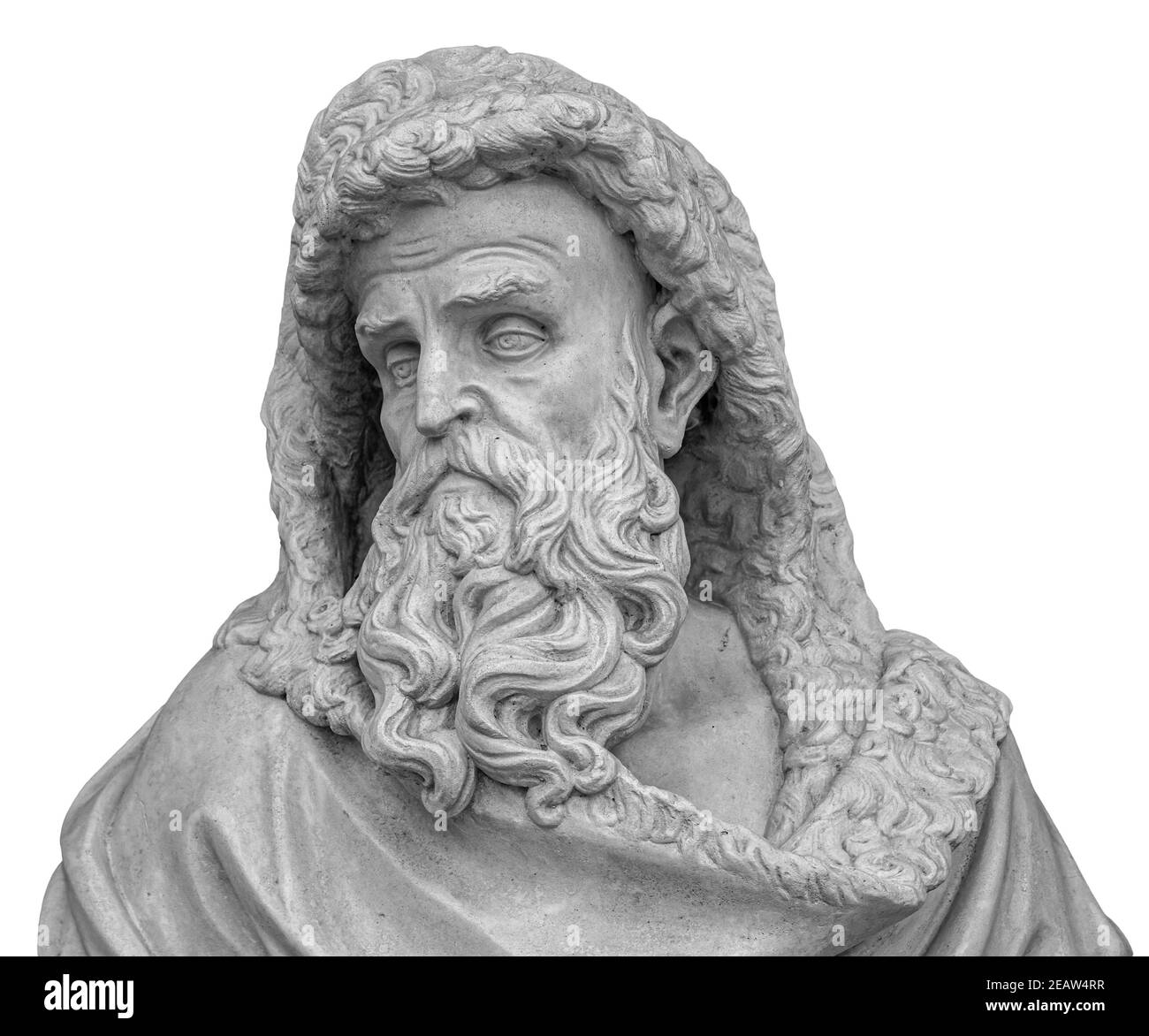 Head and shoulders detail of the ancient man with beard sculpture ...