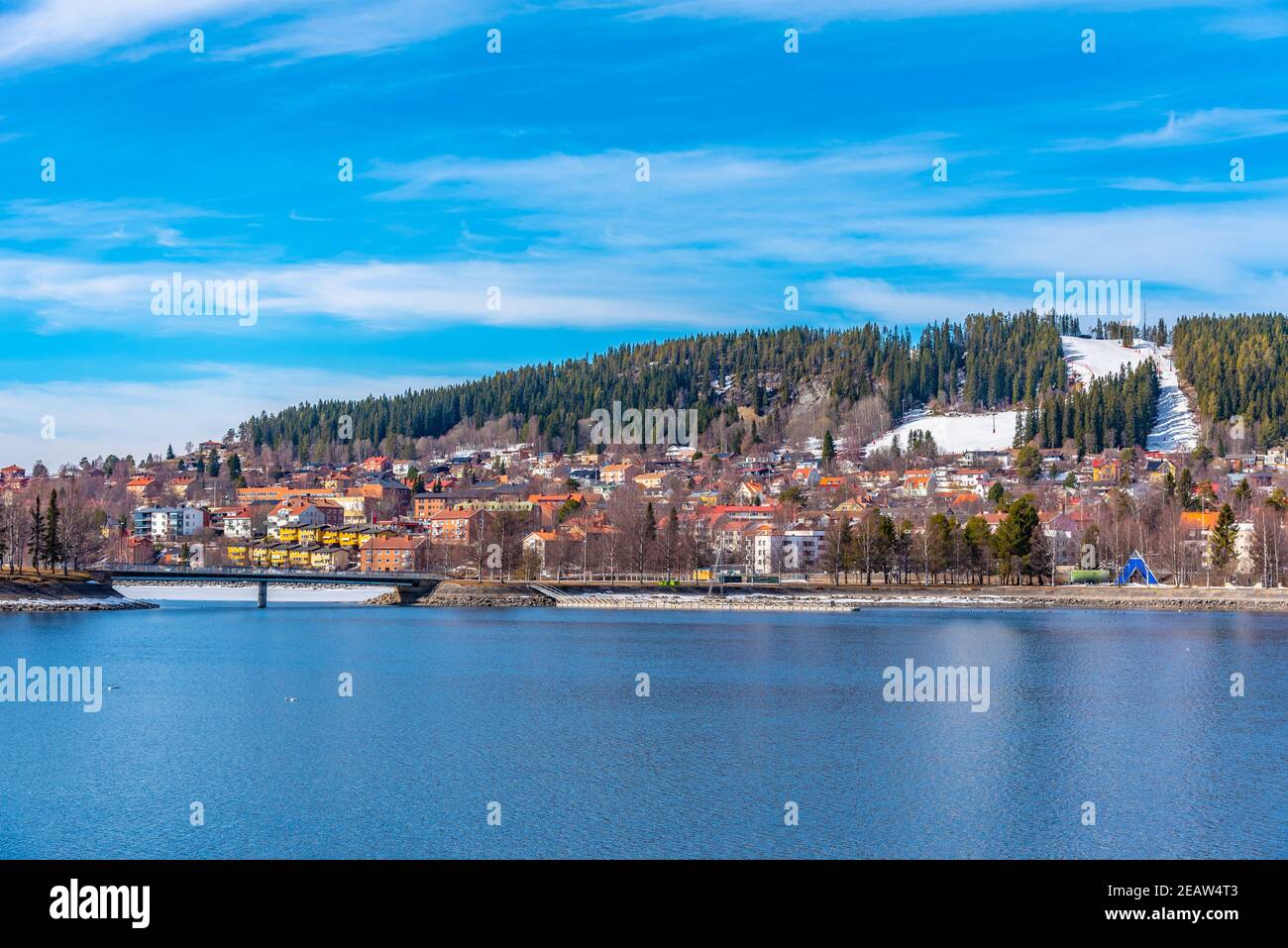 View of the Froso island and skyline of Ostersund in Sweden Stock Photo ...